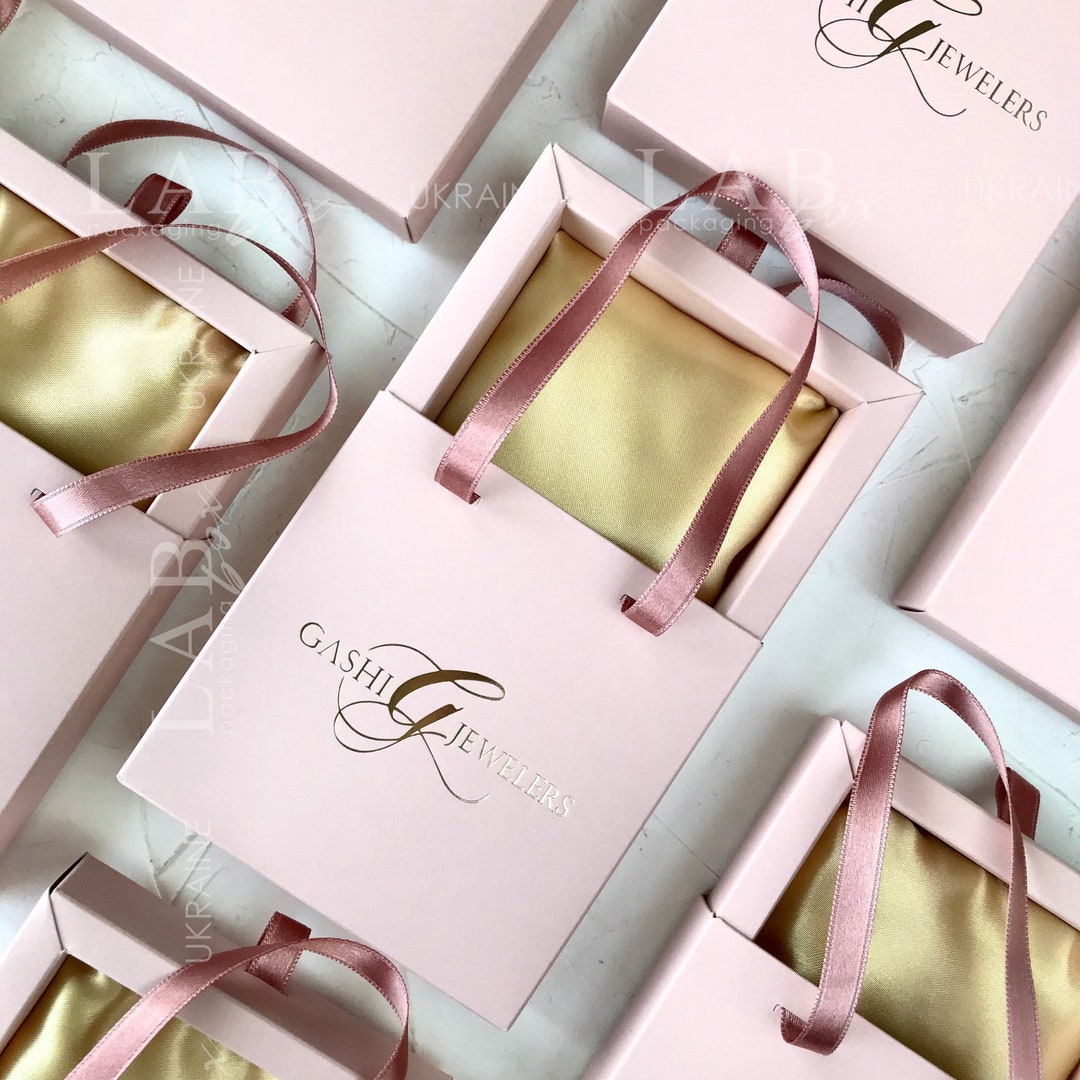 Pale Pink Drawer Jewelry Packaging Box With Custom Logo, Gift Powder ...