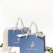 Dusty Blue Gift Paper Bag With White Satin Bow, Jewelry Shopping Bag ...