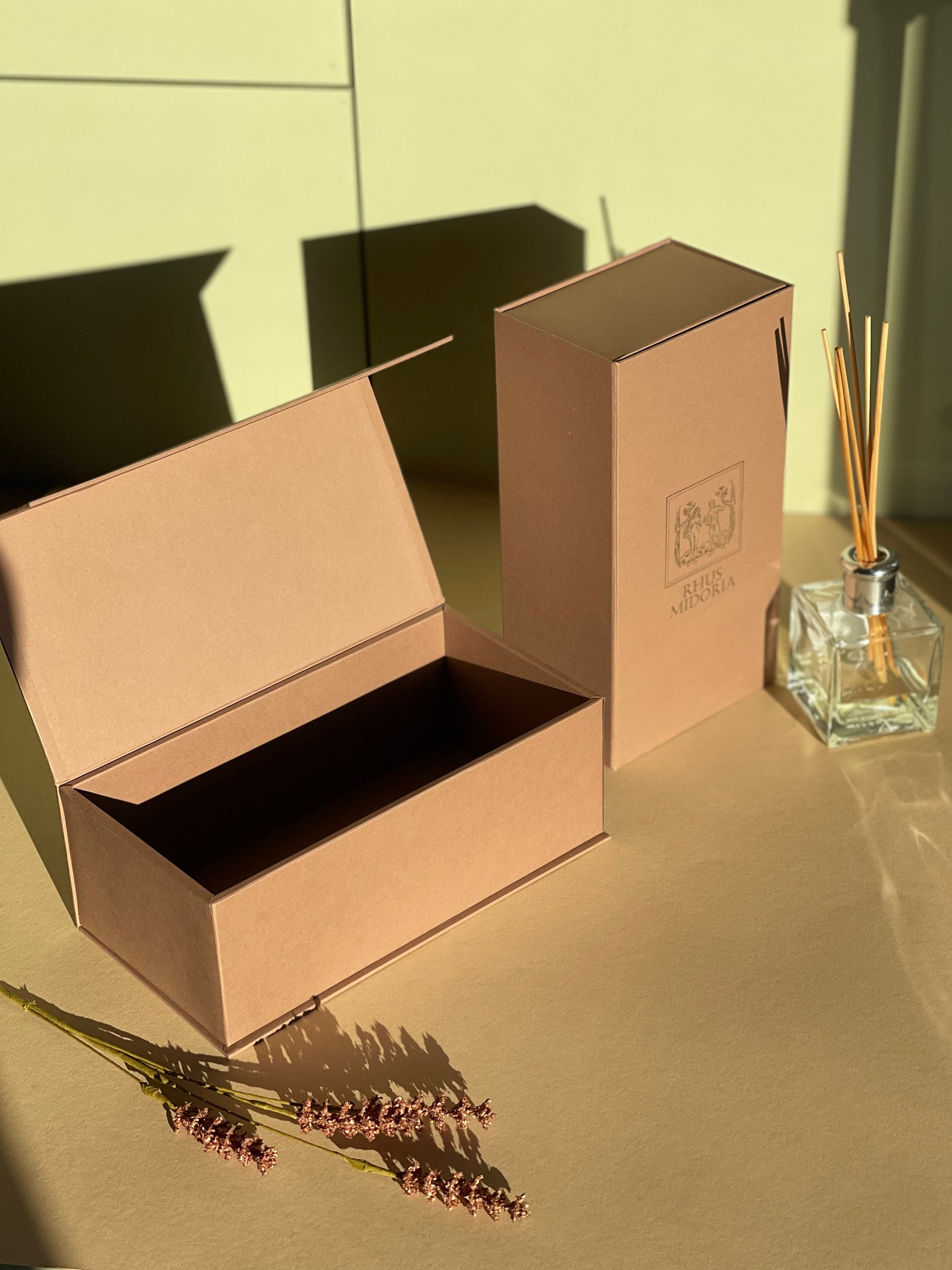 Custom Rigid Magnetic Brown Gold Box, Leather Products Packaging ...