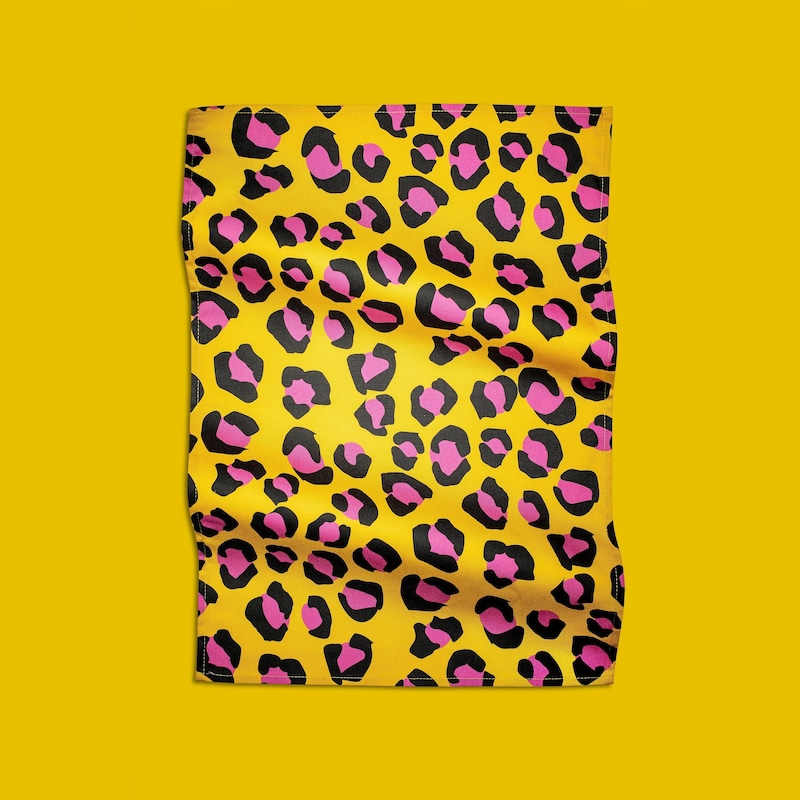 Pink Leopard Tea Towel - Etsy UK