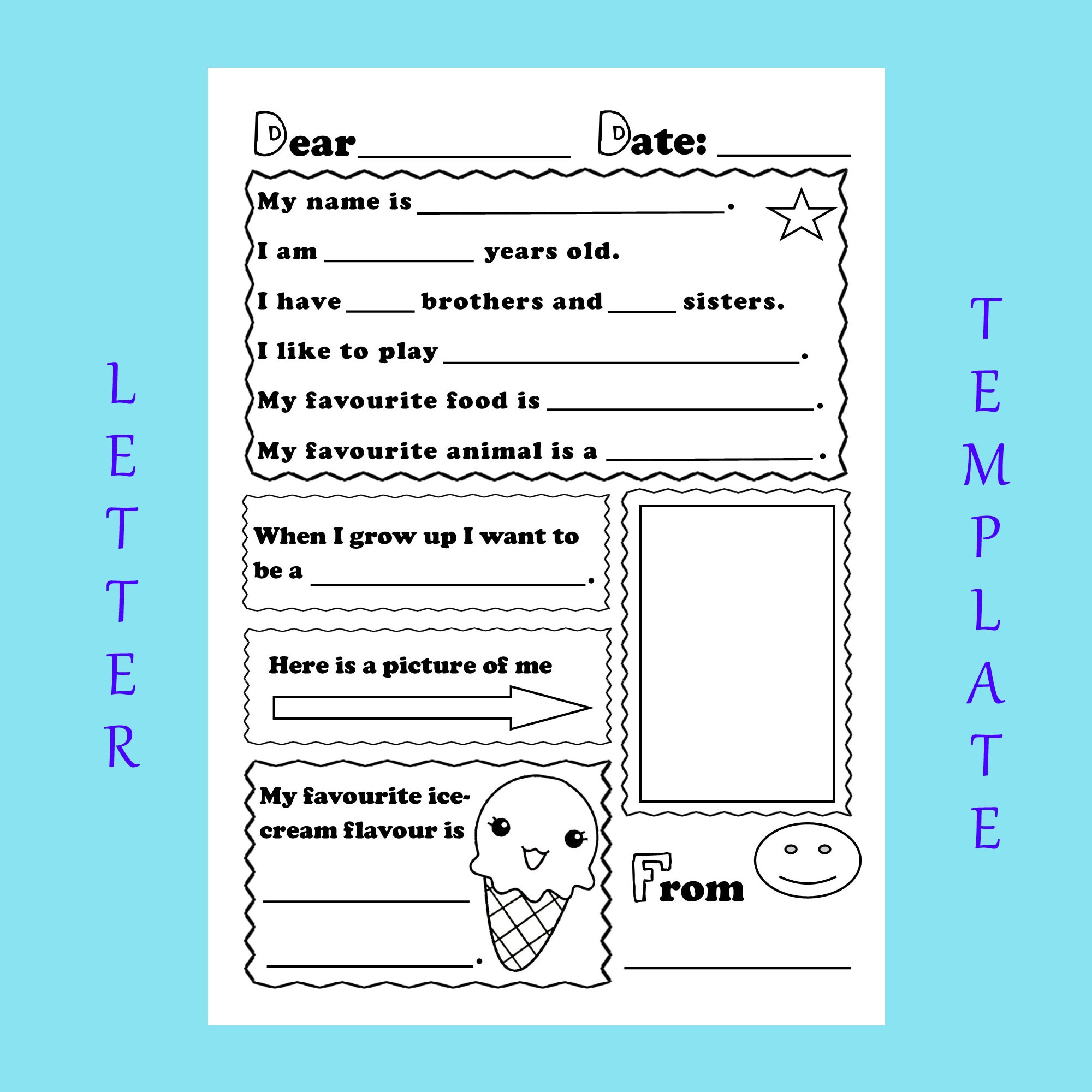 Pen Pal Letter Writing Starter Activity Pack for Kids - Etsy