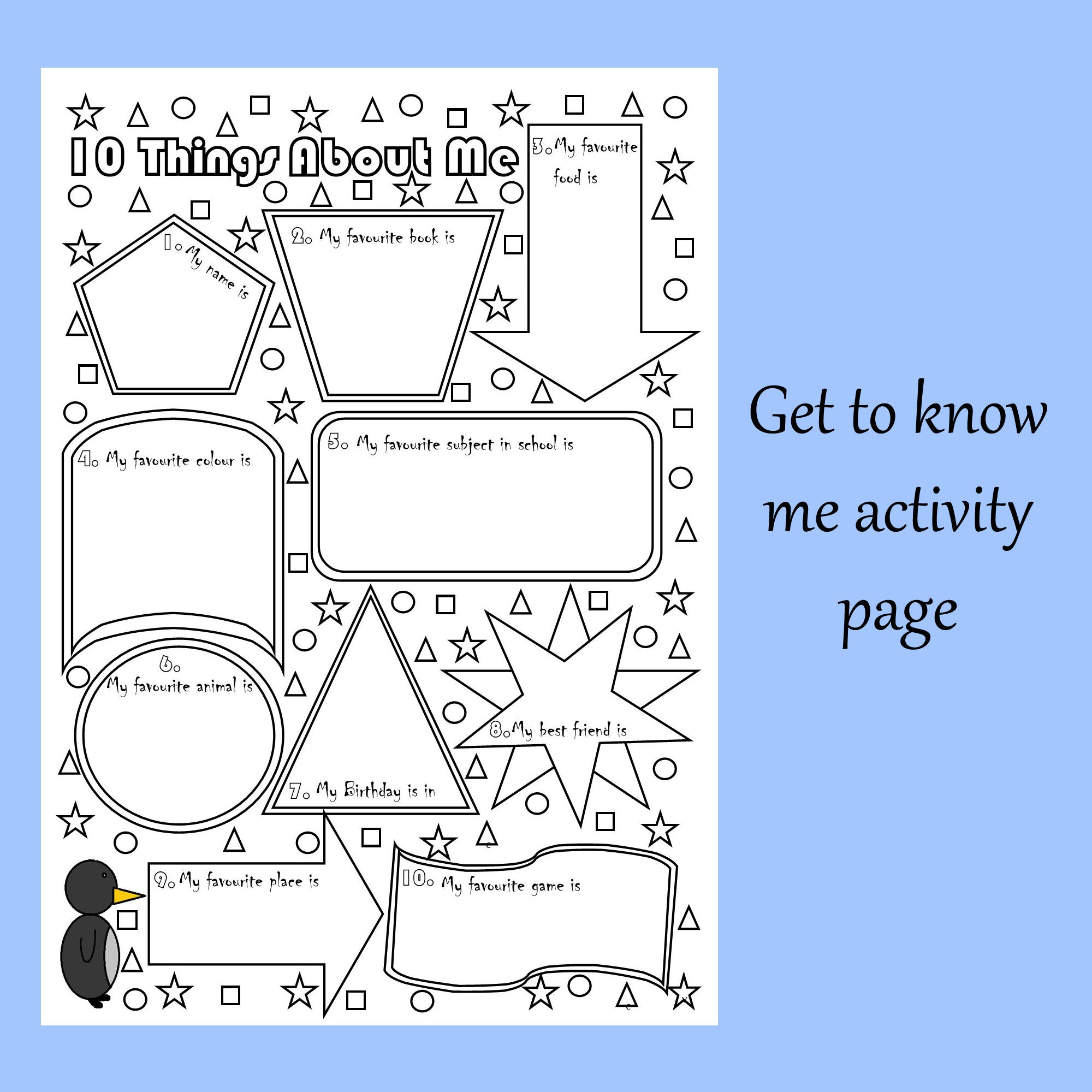 Get to Know Me Printable Kids Activity Pack - Etsy