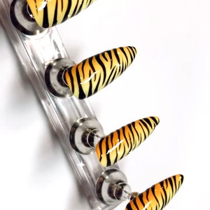 Tiger Yellow Press on Nails Handmade 10pcs - Etsy