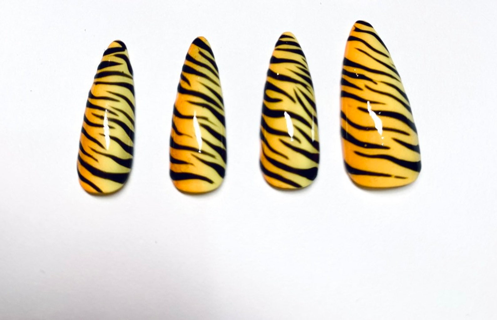Tiger Yellow Press on Nails Handmade 10pcs - Etsy
