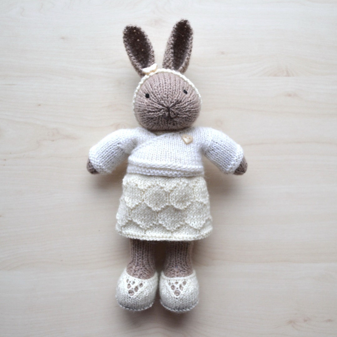 Hand Knit Clothed Collectable Bunny Girl, Cute Knitted Bunny, Interior ...