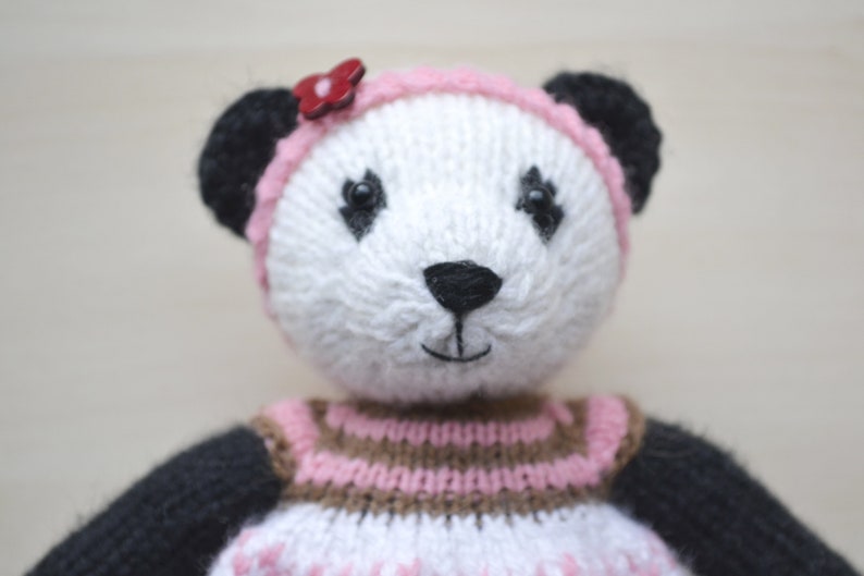 Knitted Panda Bear Girl in Ice Cream Cone Dress Hand Knit - Etsy