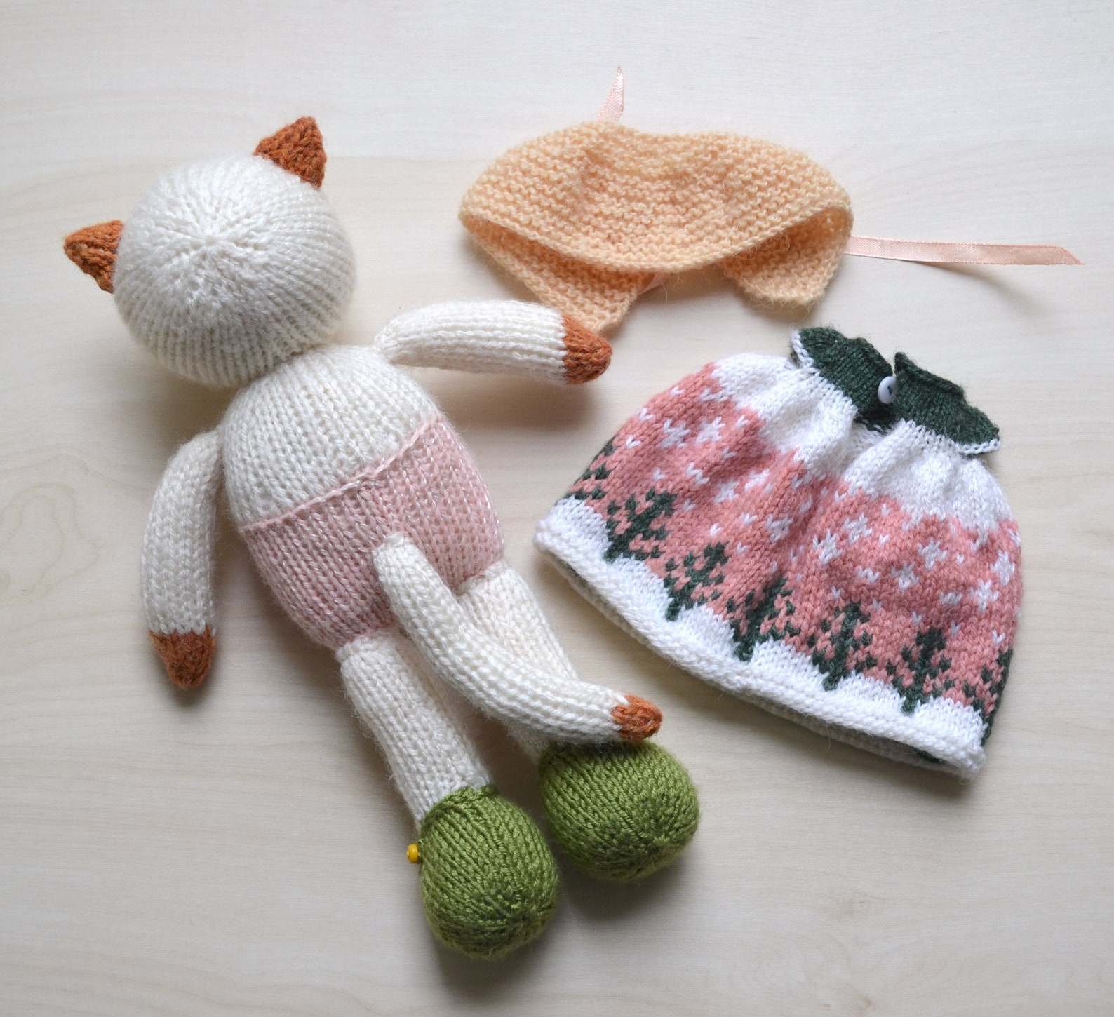 Hand Knit Cat Girl in Dress Cute Knitted Toy Cat Girl Doll | Etsy