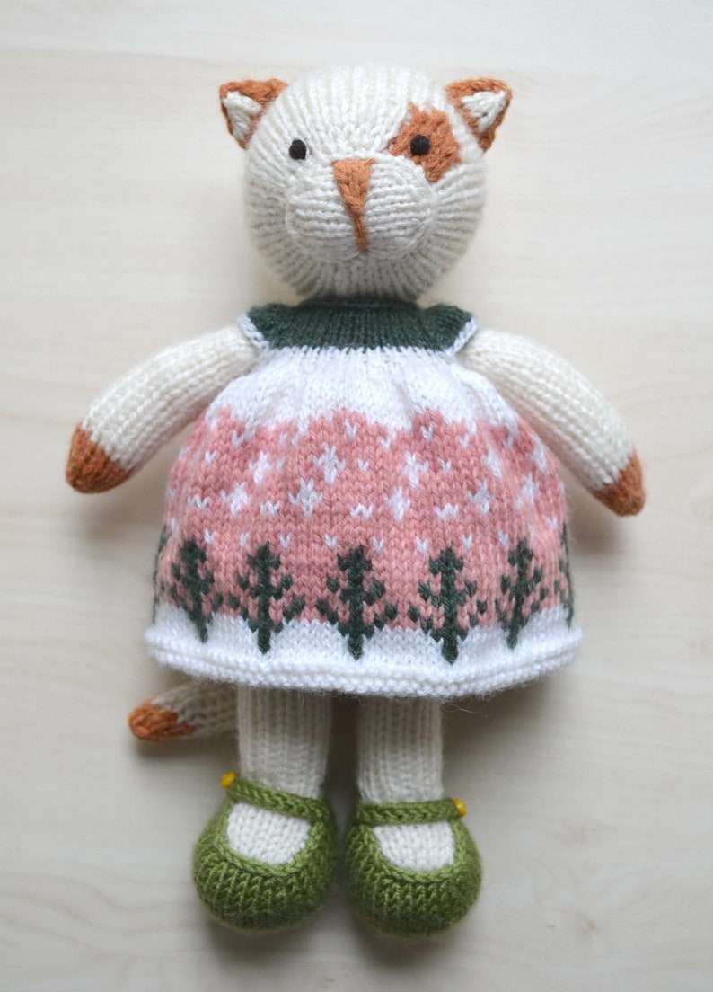 Hand Knit Cat Girl in Dress Cute Knitted Toy Cat Girl Doll Gift for Leo ...