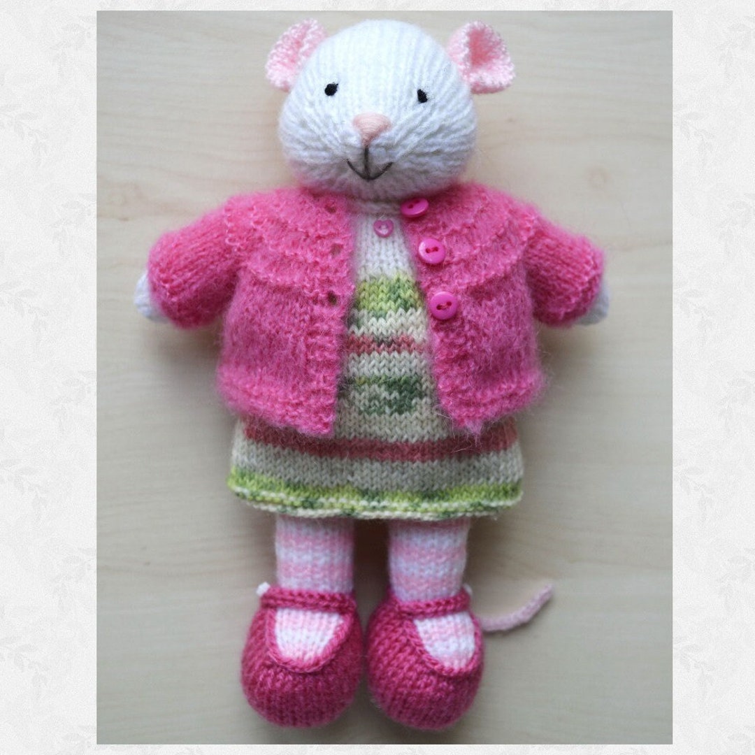 Hand Knit Mouse Girl Doll Knitted Toy Cute Soft Toy Mouse in Dress ...