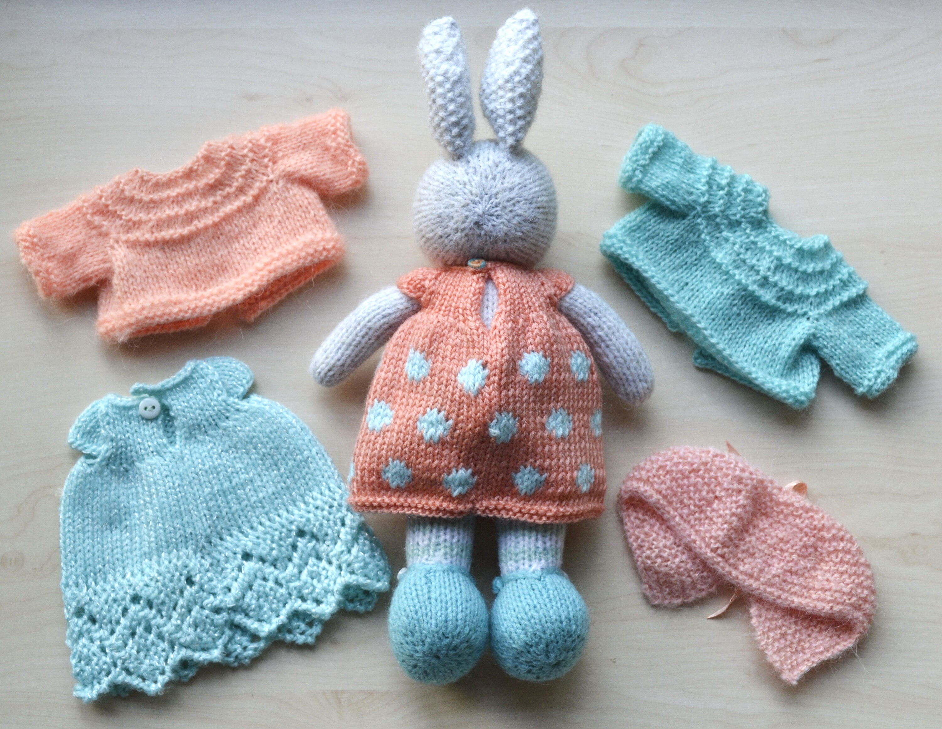 Knitted Bunny with Outfit Hand Knit Bunny Girl Set Soft Toy | Etsy