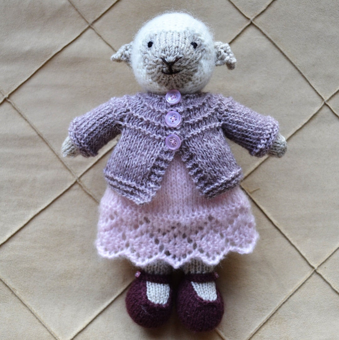 Hand Knit Sheep Doll Knitted Toy Cute Sheep Girl Soft With Outfit Sheep ...