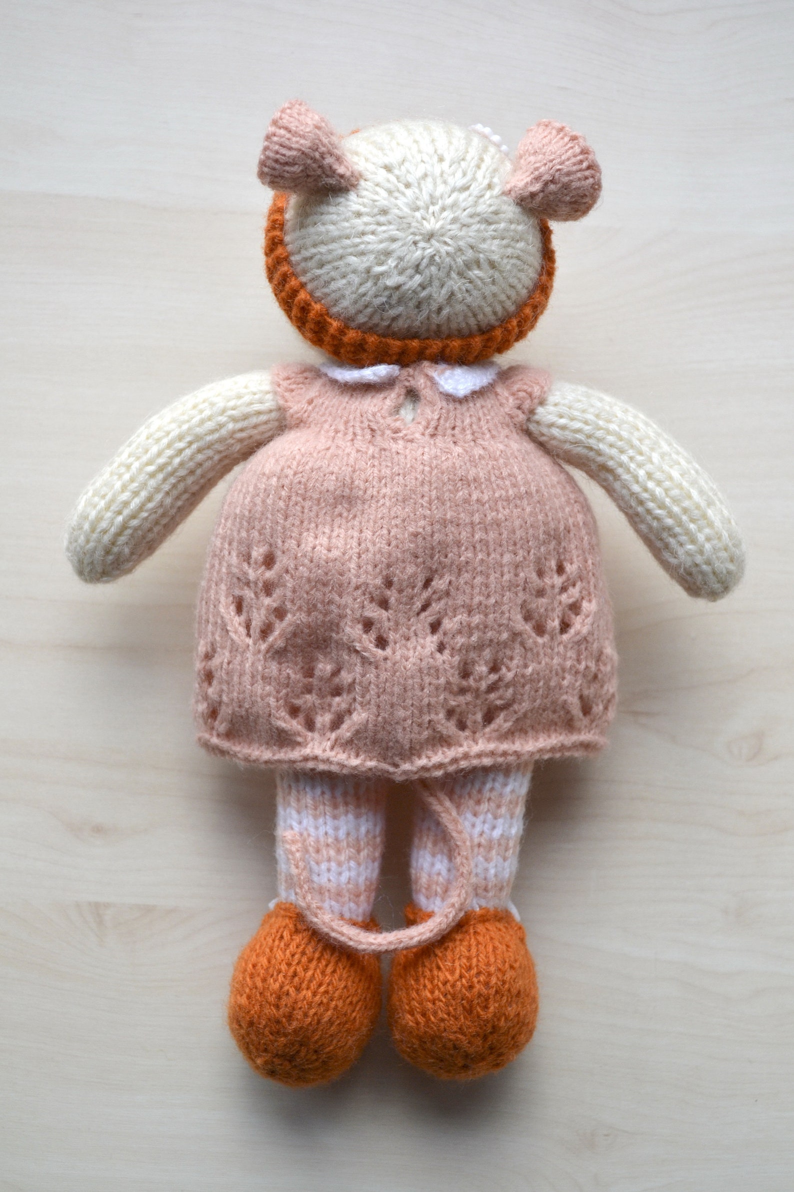 Knit Mouse Girl Doll Toy in Peach Dress Knitted Mouse Doll Cute Soft ...