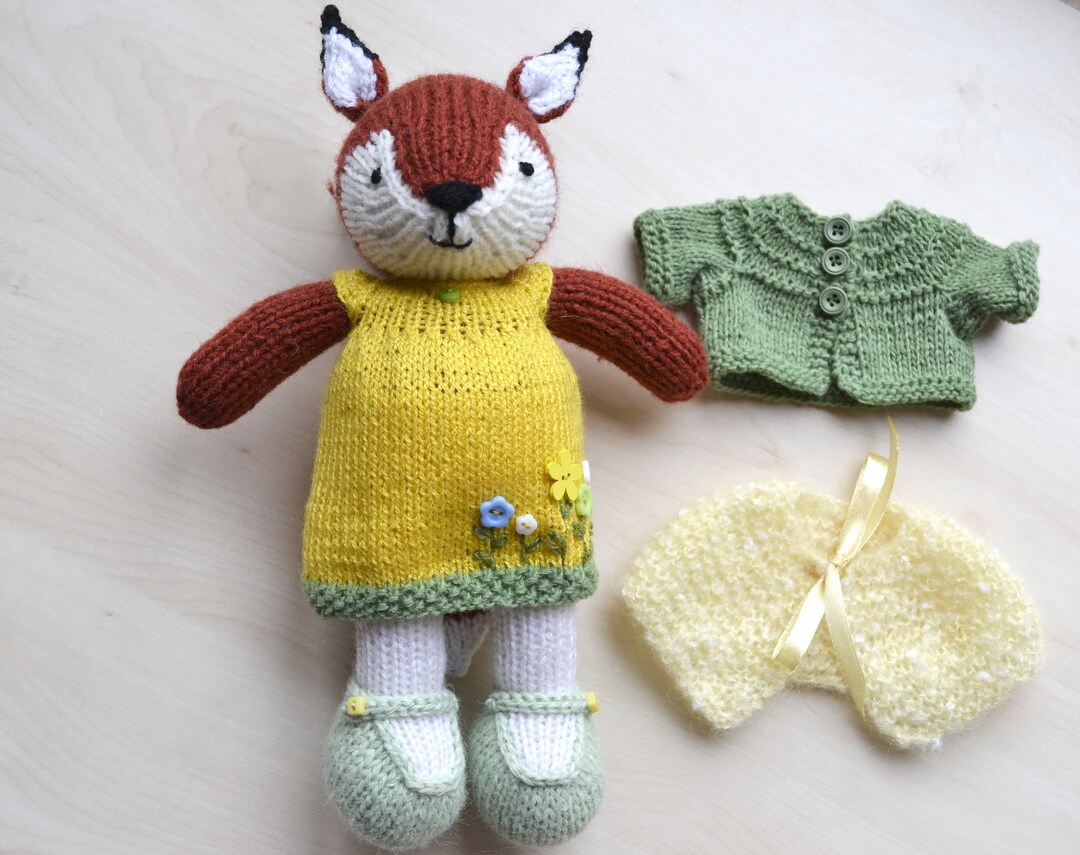 Knitted Fox Girl Hand Knit Cute Fox Doll in Dress Soft Toy - Etsy