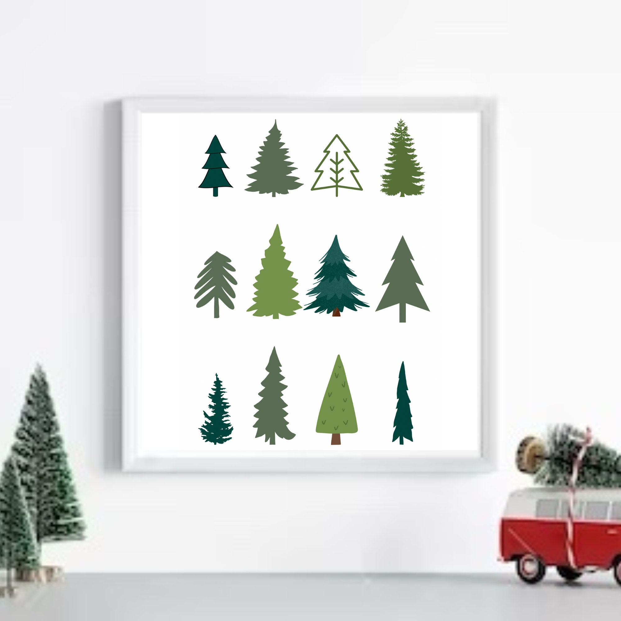 12 Christmas Trees Printable, Holiday Print Wall Art, Make Your Home ...