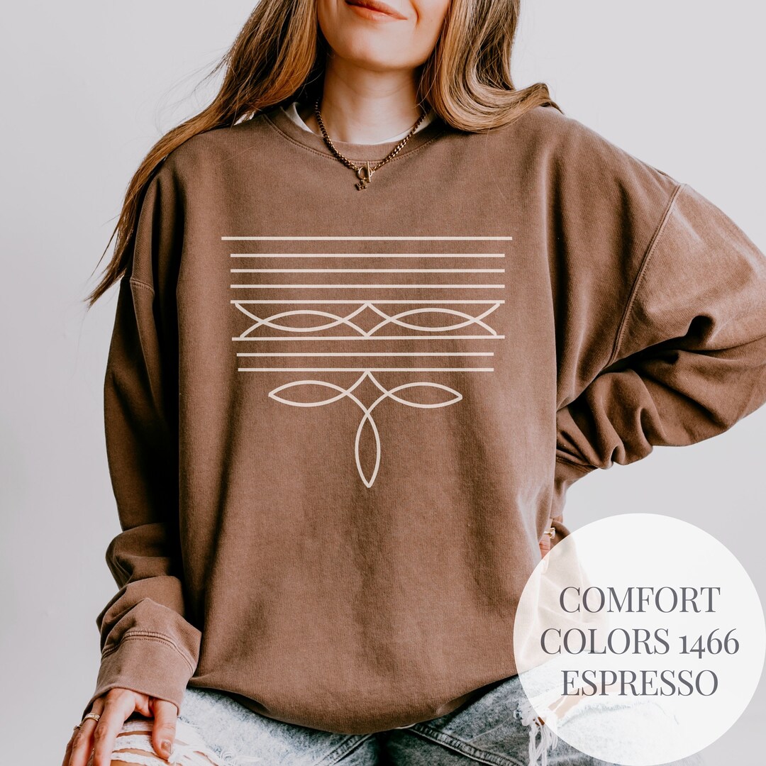 Boot Stitch Design Sweatshirt Country Western Pullover Music Festival ...