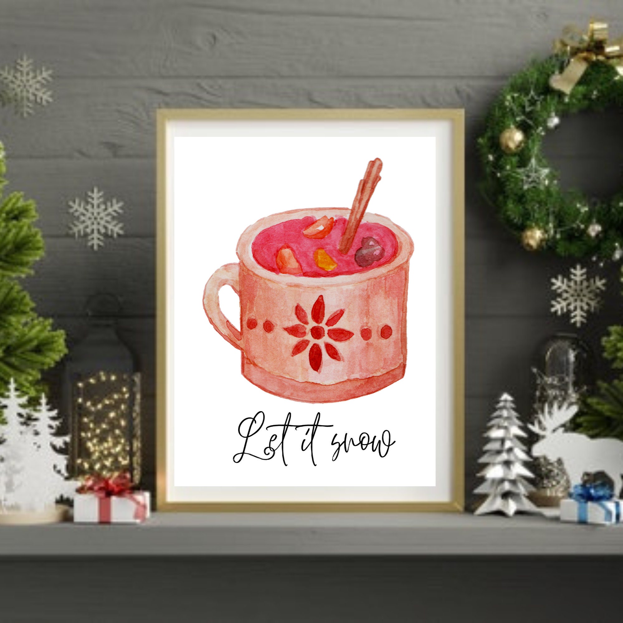 Let It Snow Printable Art. Christmas Wall Art. Holiday Decor. Christmas ...