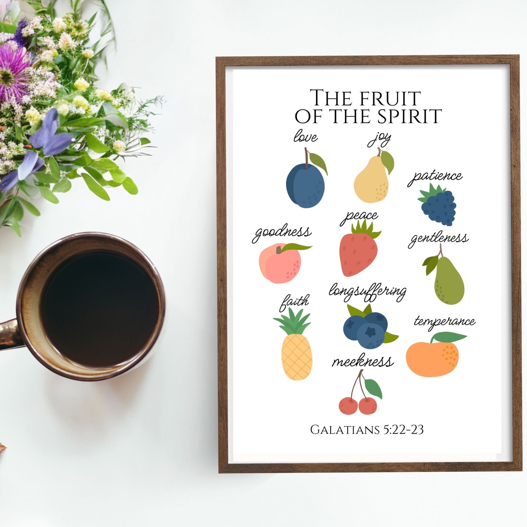 Christian Wall Art Fruit of the Spirit Print Colorful Fruit Printable ...