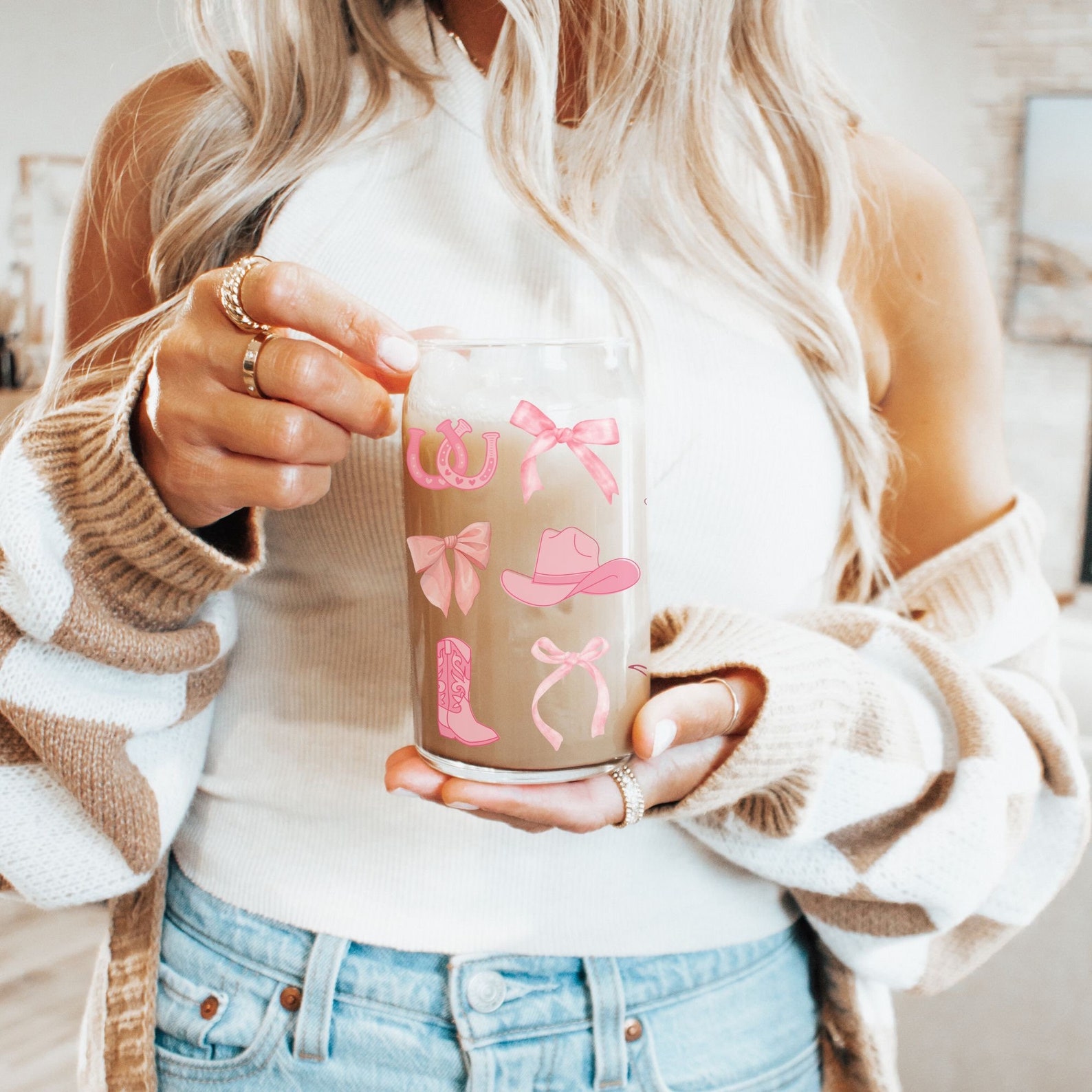 Coquette Western Glass Tumble Soda Can Iced Coffee Libby Glass Gift for ...