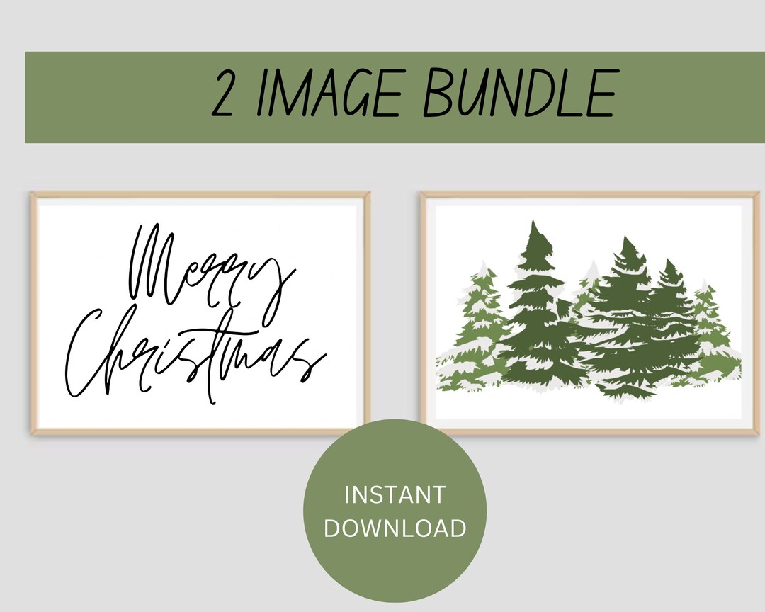 Merry Christmas Bundle, 2 Pack Printable, Christmas Art, Home Decor ...