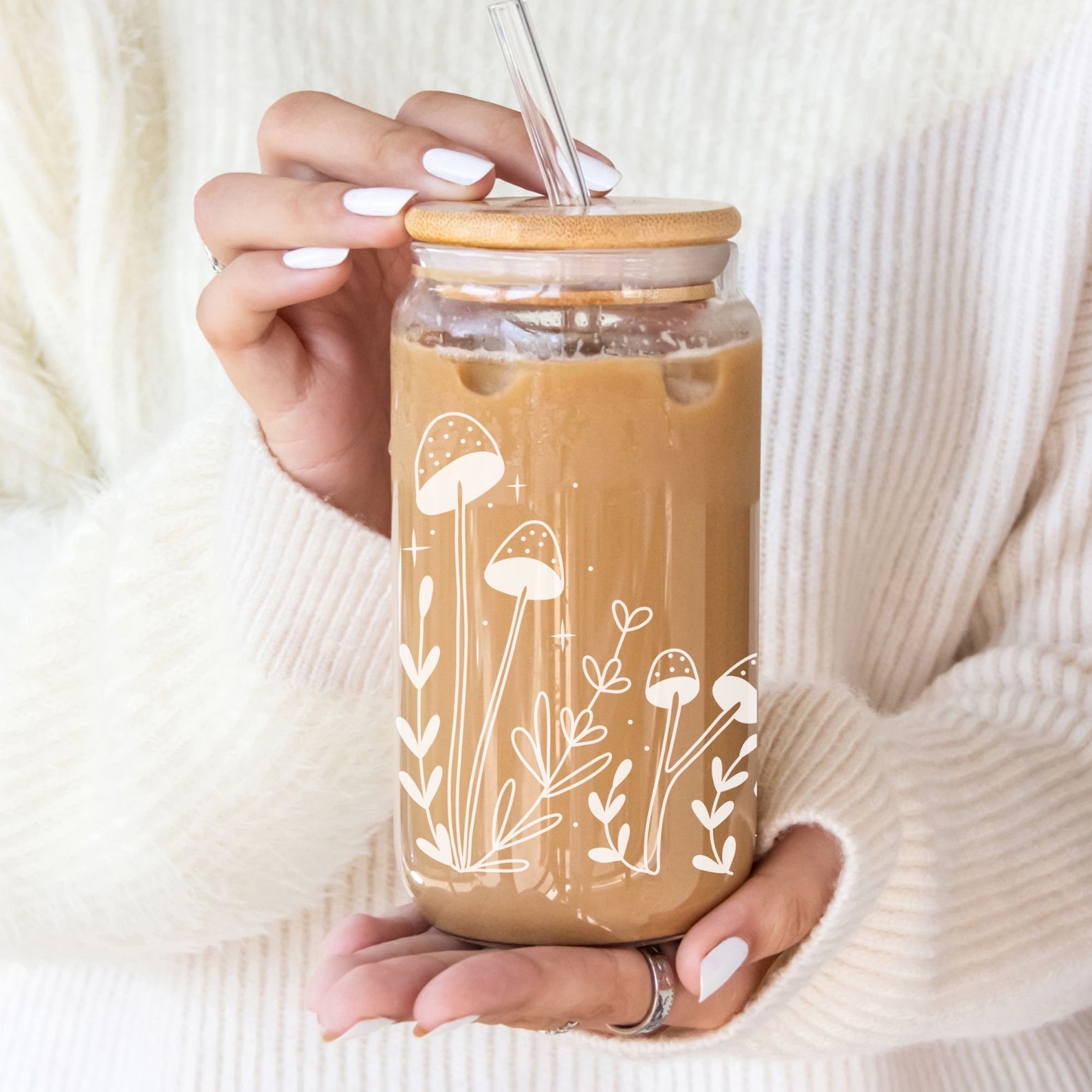 Mushroom Lover Gift Iced Coffee Libby Glass Gift for Her Soda Can Glass ...