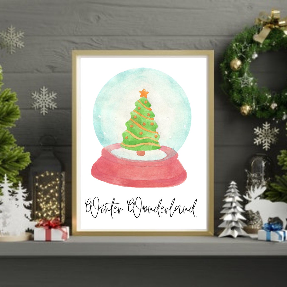 Winter Wonderland Printable, Christmas Snow Globe, Wall Art Christmas ...