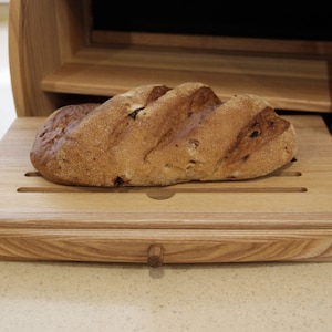 Functional Ash Wood Bread Box With Cutting Board and Magnetic Knife ...