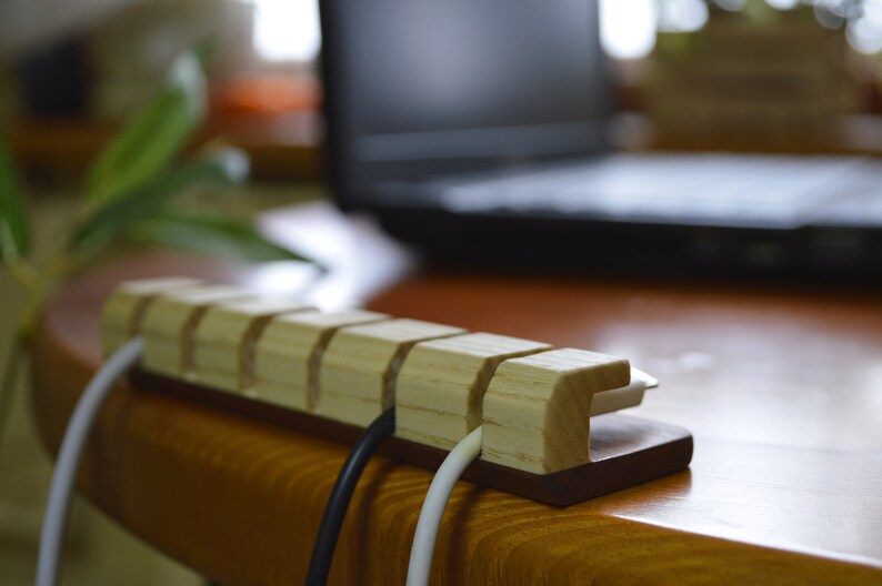 Wooden Cable and Charger Organizer Mahogany and Ash Wood - Etsy