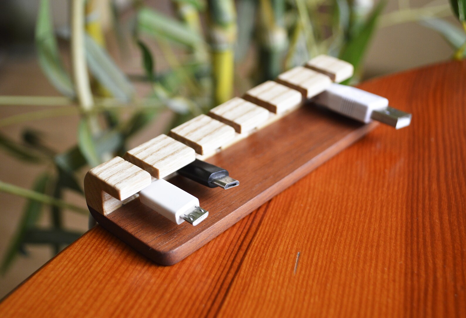 Wooden Cable and Charger Organizer Mahogany and Ash Wood - Etsy