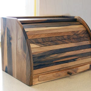 Functional Walnut Wood Bread Box With Cutting Board and Magnetic Knife ...