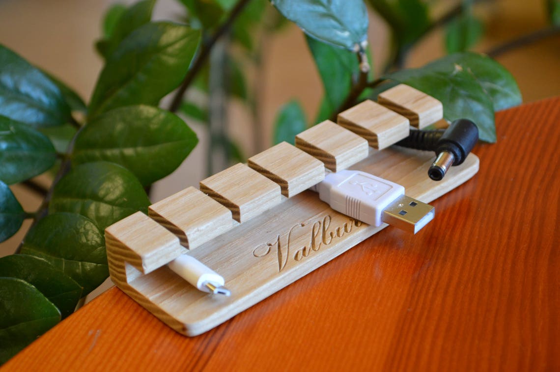 A Practical Wooden Cable and Charger Organizer Cable - Etsy