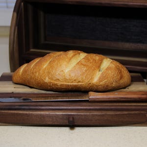 Functional Walnut Wood Bread Box With Cutting Board and Magnetic Knife ...