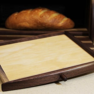 Functional Walnut Wood Bread Box With Cutting Board and Magnetic Knife ...