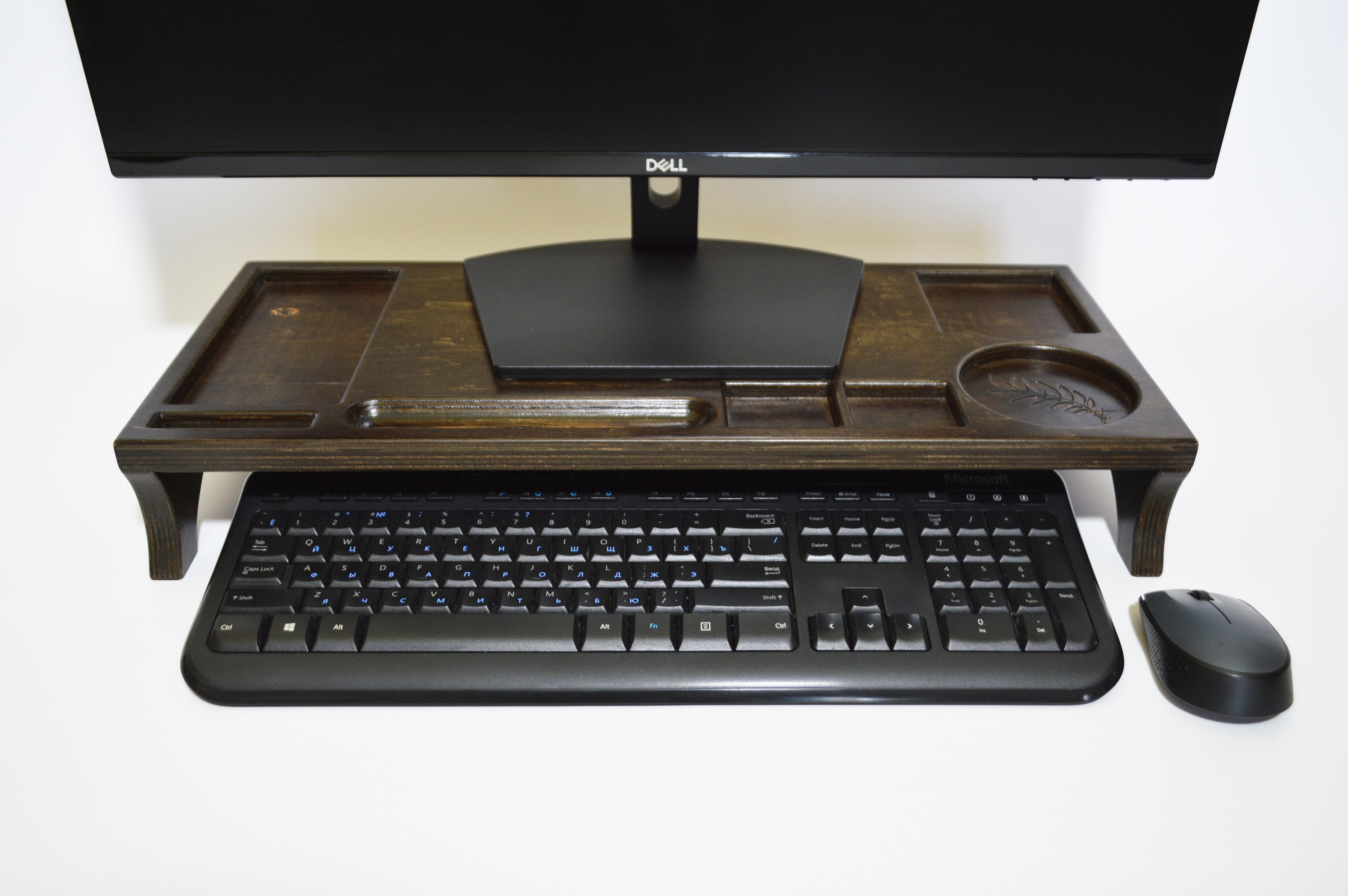 Dark Brown Wood Monitor Stand Desktop Organizer Plywood - Etsy