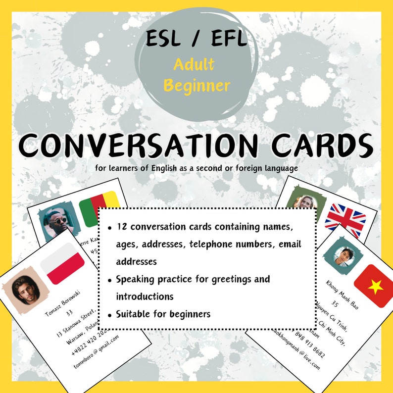 Conversation Cards English as a Second Language, English as a Foreign ...