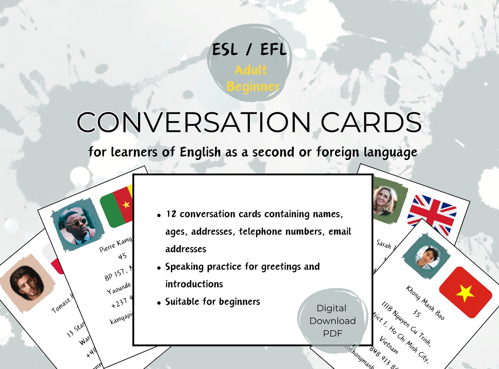Conversation Cards English as a Second Language, English as a Foreign ...
