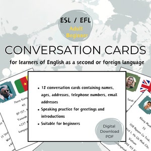 Conversation Cards English as a Second Language, English as a Foreign ...