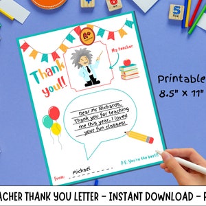 Thank You Teacher Letter Teacher Appreciation Card Template for Writing ...