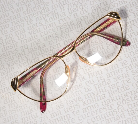 True 1980's ZAGOR Mod. 1097 Gold Rims and Violet Red … - Gem