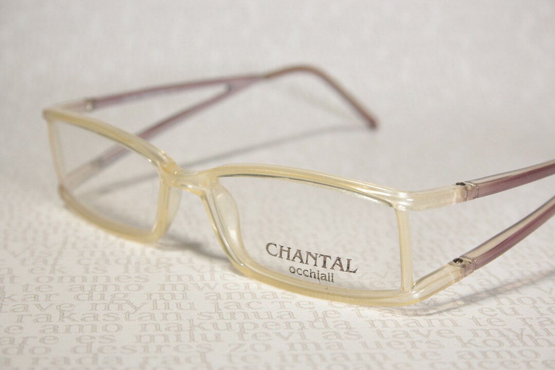 Unworn CHANTAL Light Pearly Yellow and Purple Slim Rectangular Plastic ...