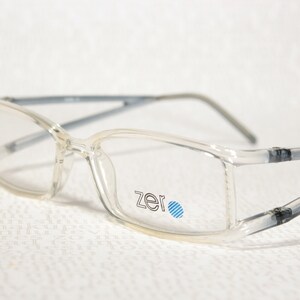 Unworn ZERO Clear and Pale Blue Slim Rectangular Plastic Acetate Eye ...