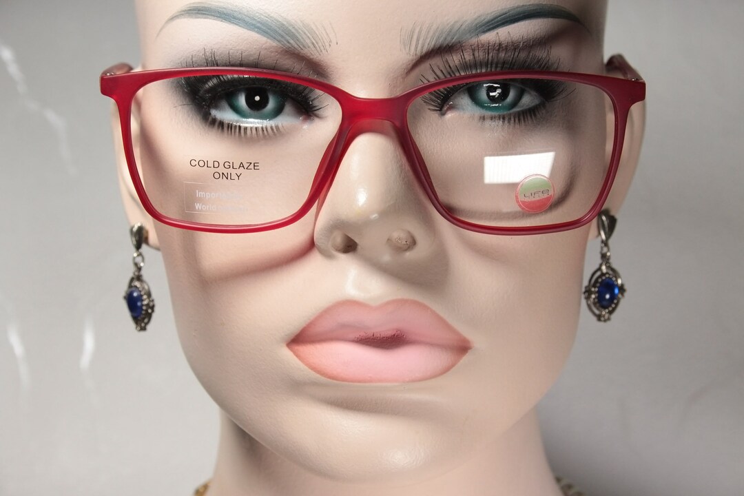 Lightweight Unworn LIFE ITALIA Matte Cherry Red Opaque Plastic Acetate ...