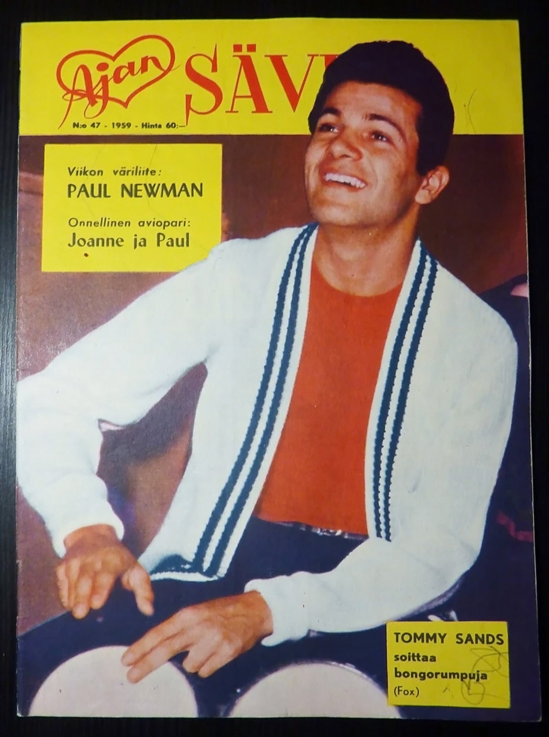 Finnish 1959 Ajan Sävel Magazine With Tommy Sands Cover, Paul Newman ...