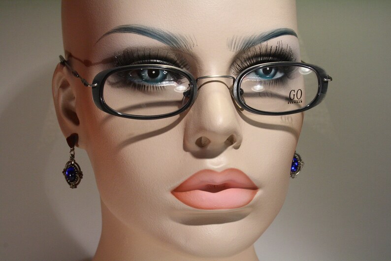 Unisex Exotic GO Eyewear Gunmetal Gray Oval Vintage 90s | Etsy