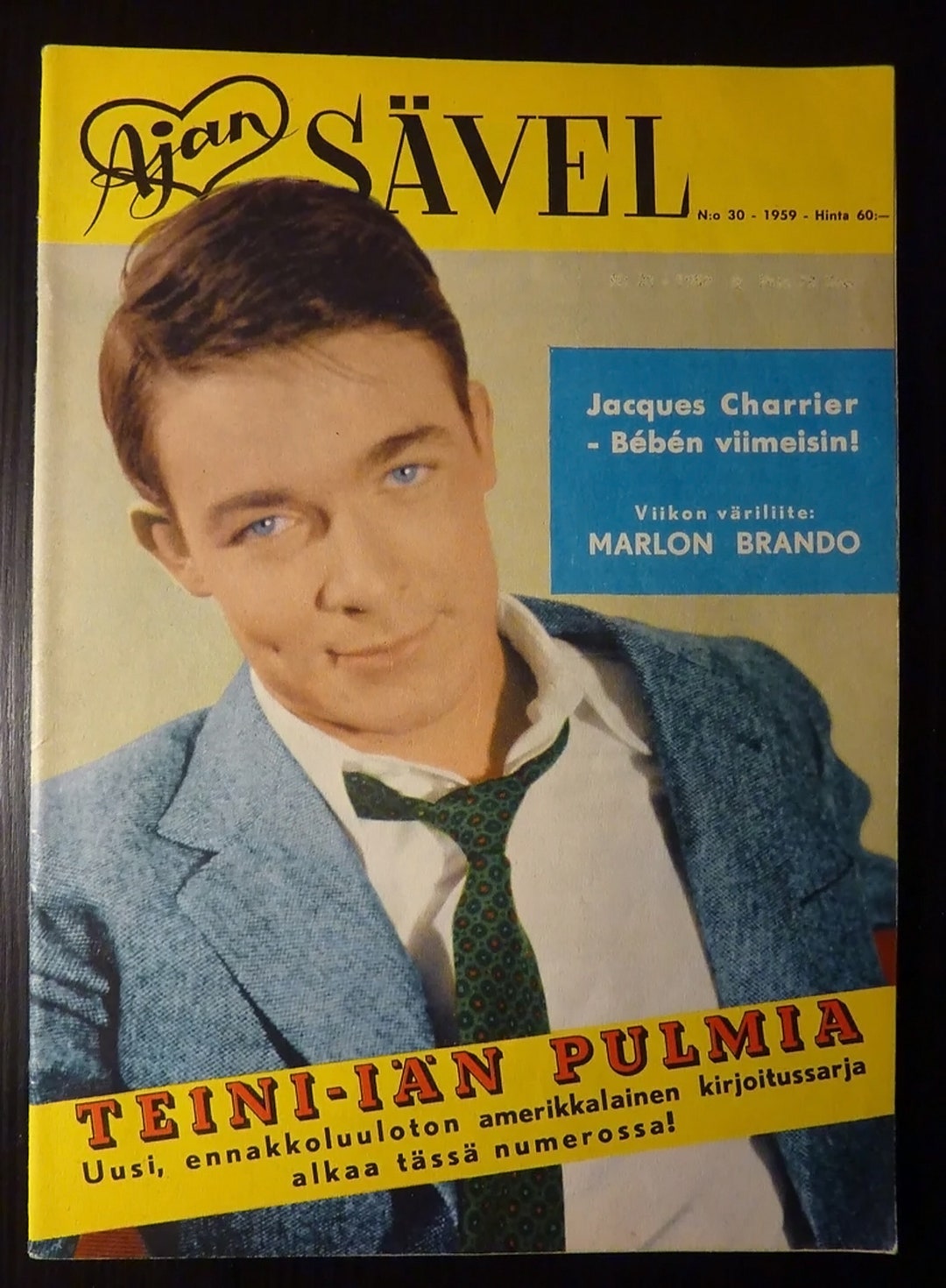 Finnish 1959 Ajan Sävel Magazine With Jacques Charrier Cover, Marlon ...