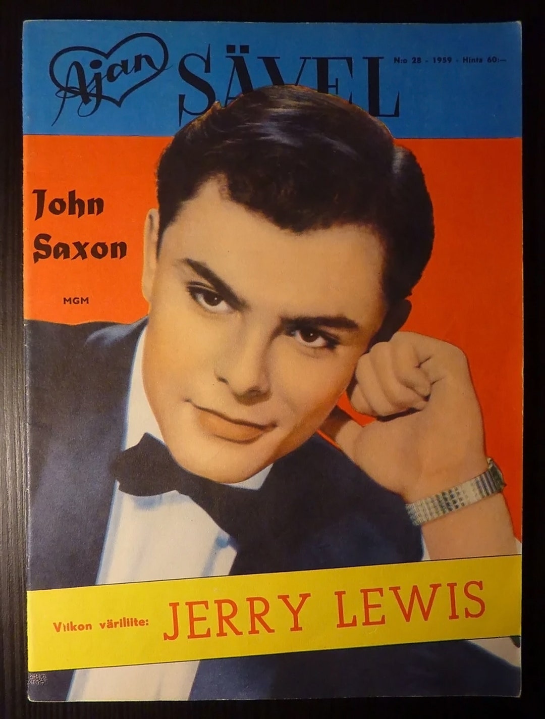 Finnish 1959 Ajan Sävel Magazine With John Saxon Cover, Jerry Lewis ...