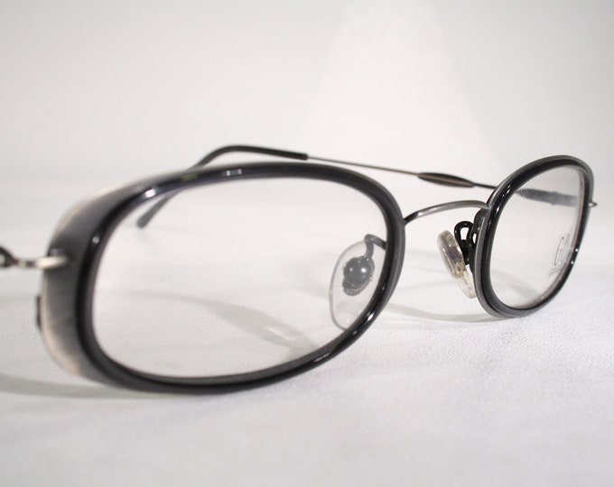 Unisex Exotic GO Eyewear Gunmetal Gray Oval Vintage 90s Eyeglasses ...