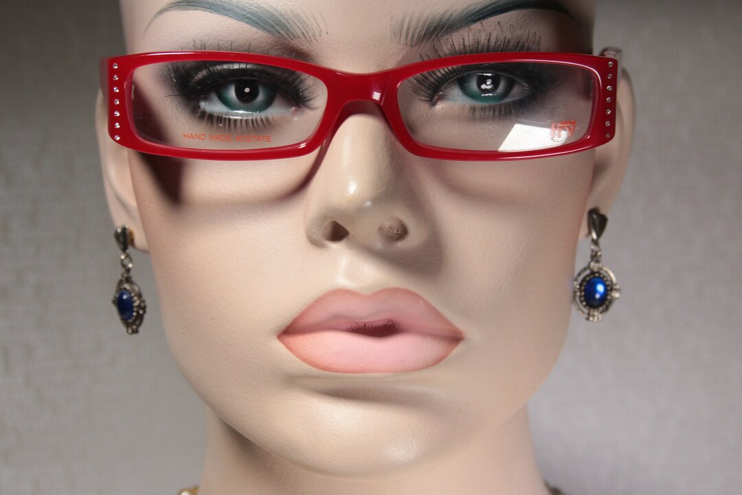 Smallish Unworn Sleek TRY Mod. TY08402 Red Plastic Glasses Eyeglass ...