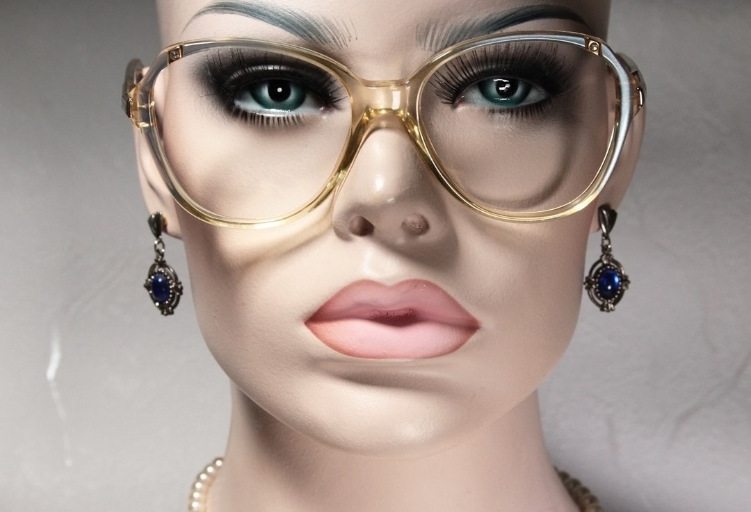 Early 1980s Unworn Luxottica Model 4151 Rhinestone Decorated Oversized Vintage Glasses Eyeglass