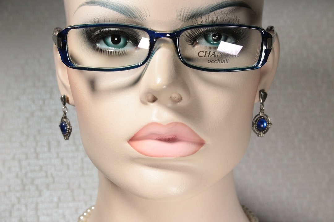 Semi Clear Dark Blue and Silver CHANTAL Mod. N524 Very Sleek Small ...