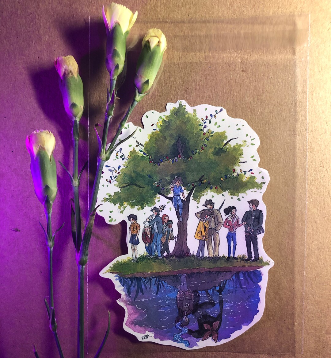 Stranger Things Netflix Tree Watercolor Original Design Sticker ...